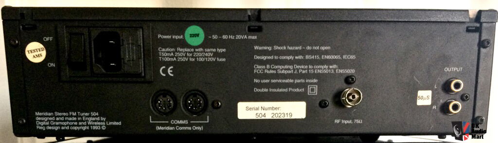 Meridian 504 FM TUNER Boothroyd Stuart. High end FM Tuner Photo ...