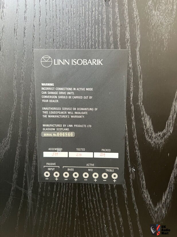 Linn Isobarik Speakers (Pair) + Stands + Aktiv Crossover + Dirak + LK ...