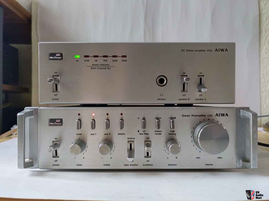 Aiwa preamplifier C-22 + Power amplifier P-22 Mini Compo Photo #3898983 ...